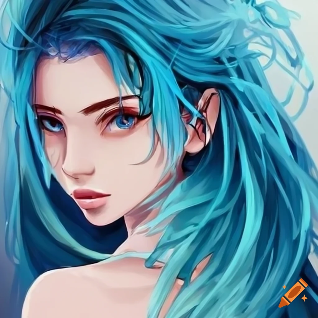 A beautiful blue haired girl