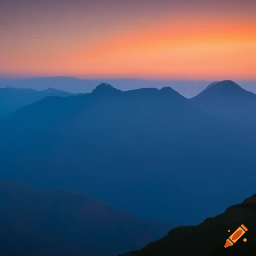 Blocky sunset over a mountainous terrain on Craiyon