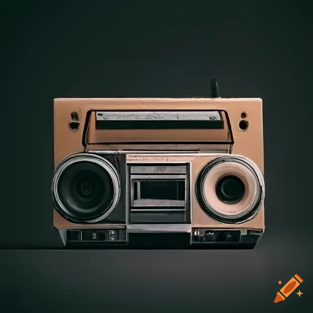 Cassette boom box made of cardboard retro photo on Craiyon