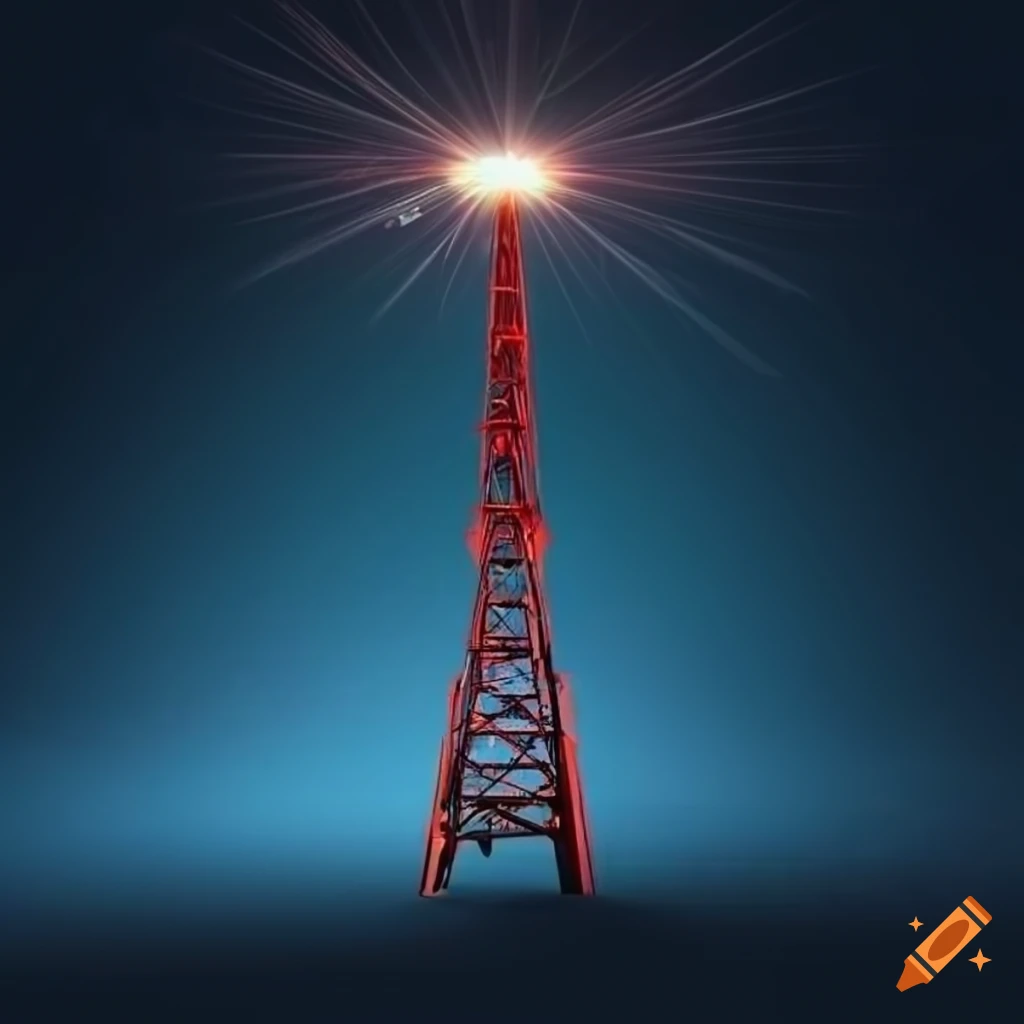 A digital illustration of a wireless tower on Craiyon
