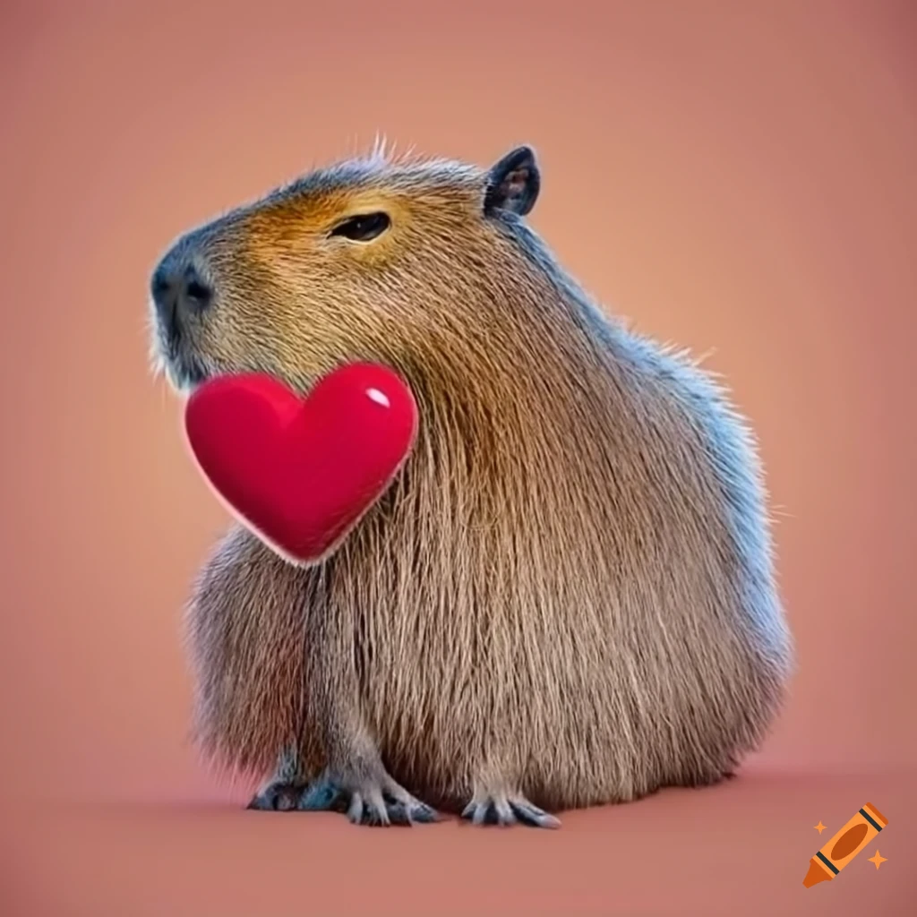 Capybara with red heart