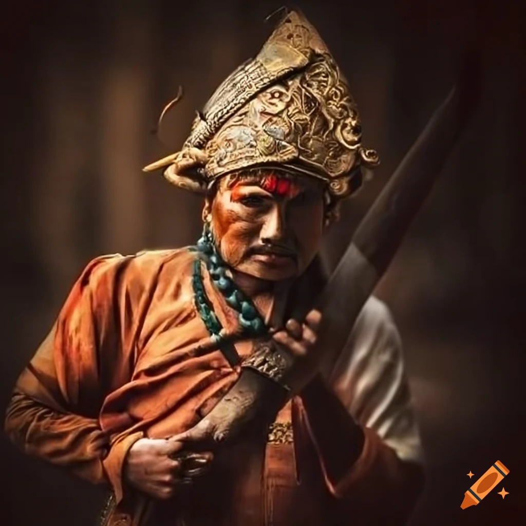 Nepali warrior holding kukuri