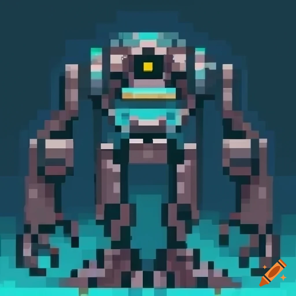 256 by 256 pixel art of a robot on Craiyon