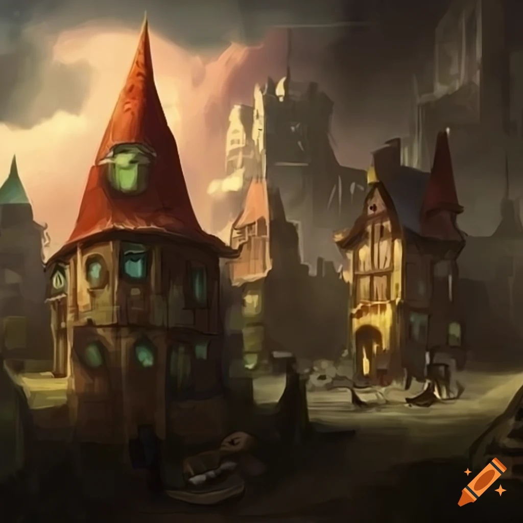 Gnome city concept art on Craiyon