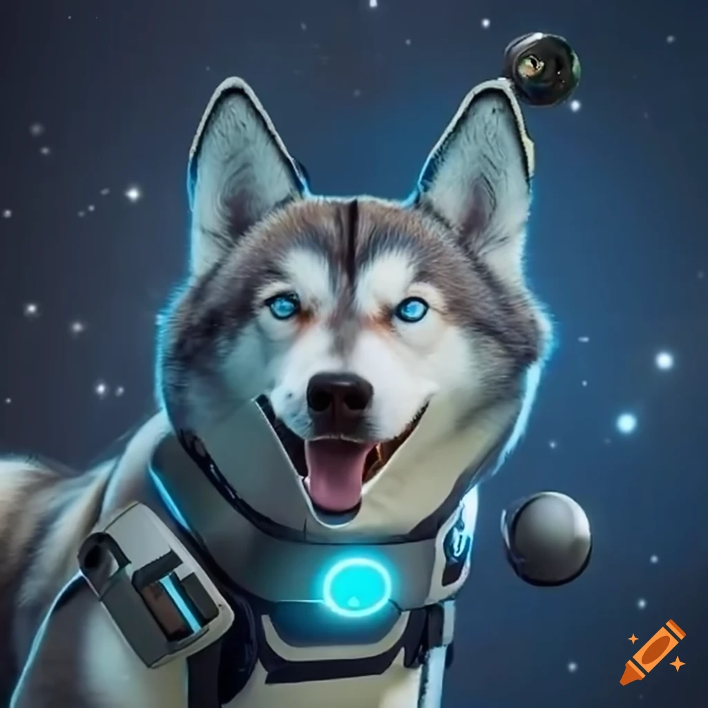 Robotics husky dog in space on Craiyon