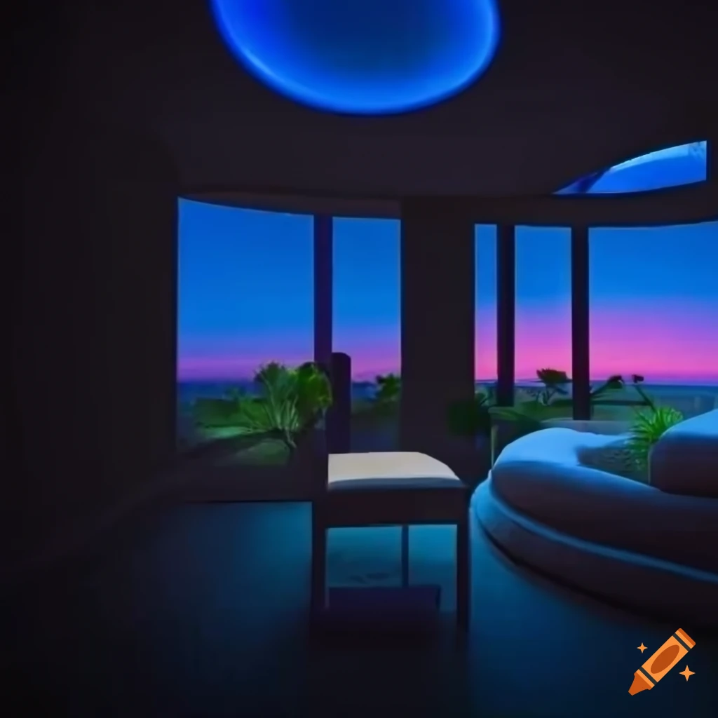 Architectural rendering, 90's style interior decorating, window with ...