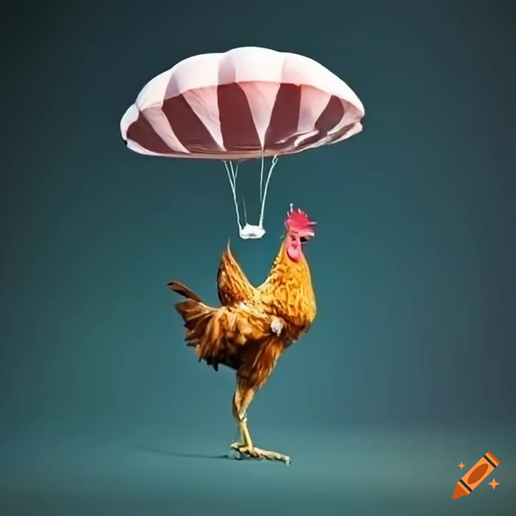 Chicken with parachute
