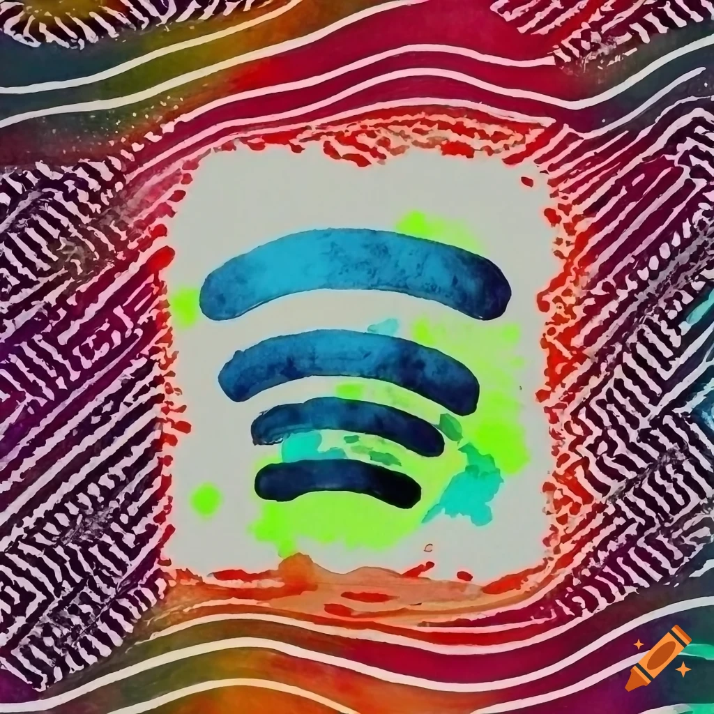 Thick lines. big square spotify logo, silhouetted against jagged lines ...