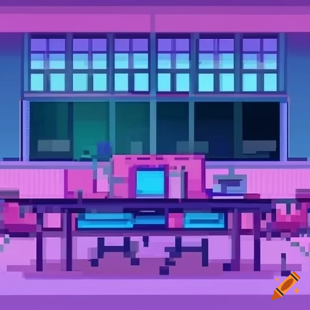 Office building interior pixel art