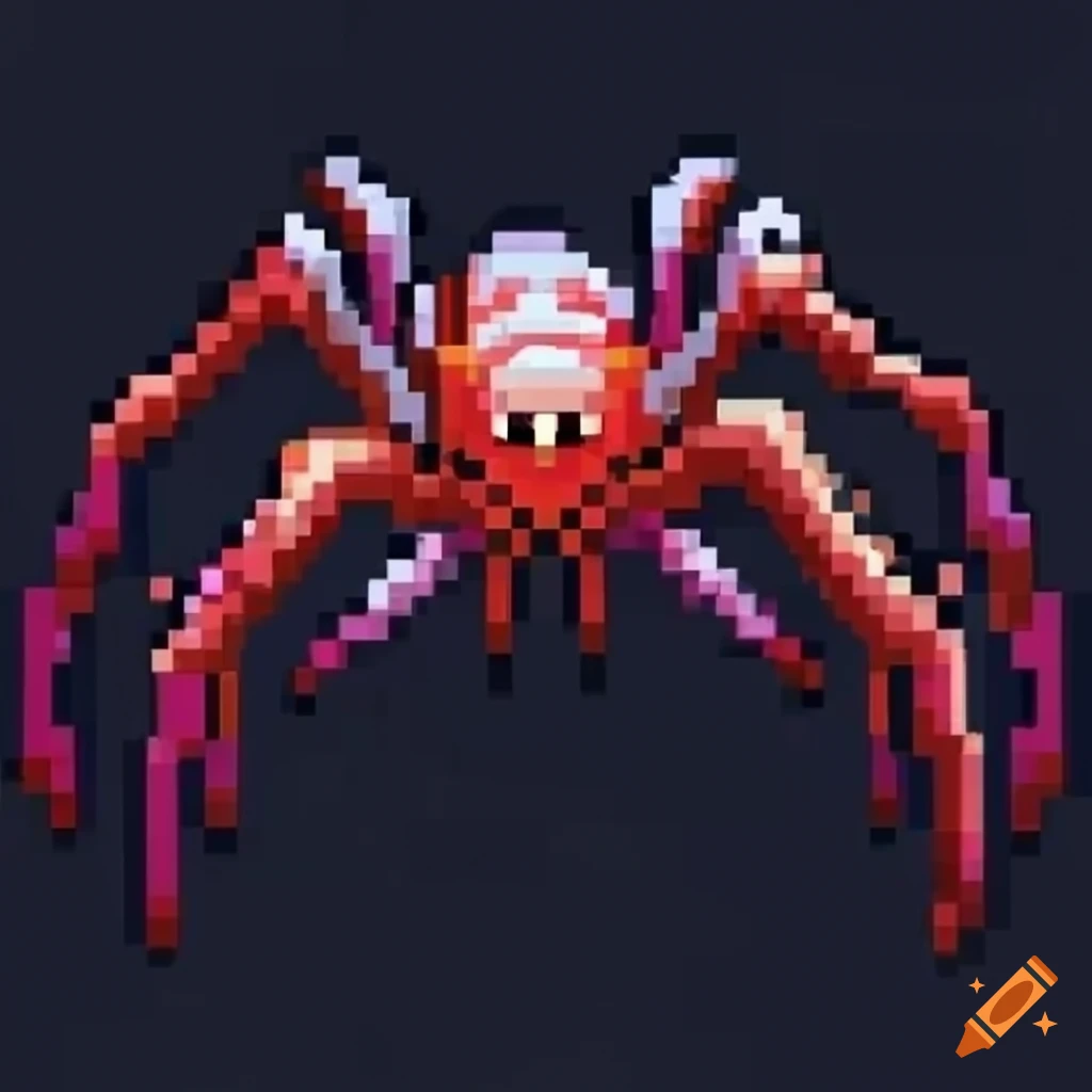 Pixel art dangerous spider, pixelperfect, 2d game, sharp on Craiyon