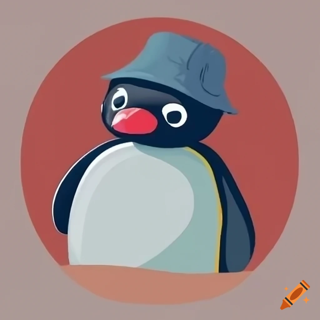 Pingu wearing a bucket hat on Craiyon