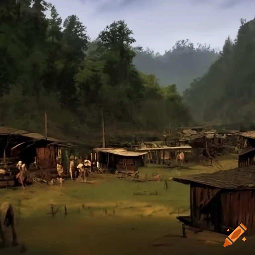 Tribal community near the river