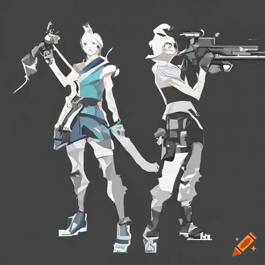 Jett with operator thumbnail valorant game on Craiyon