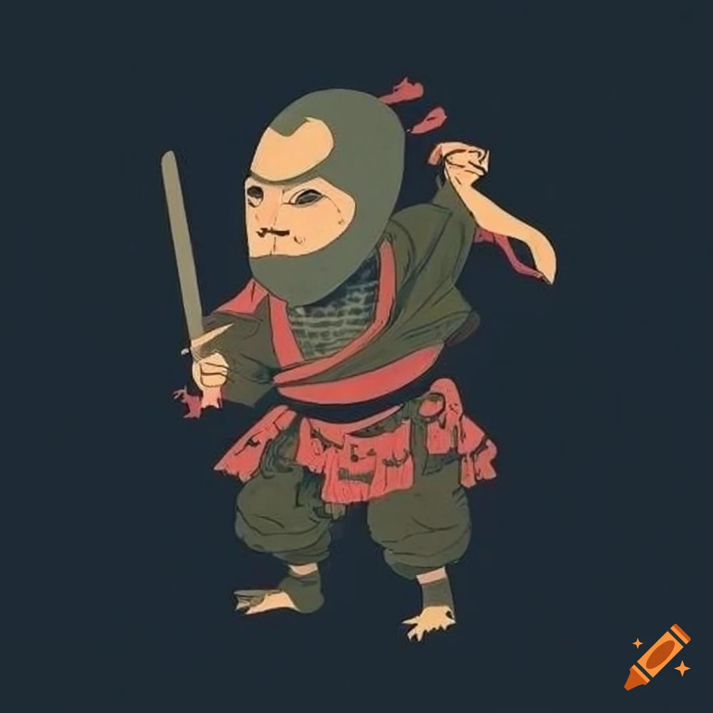 A stylized print of a ninja from the edo period