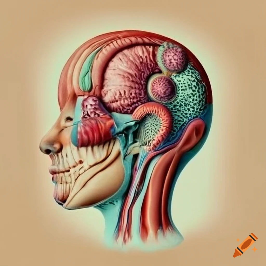 Haeckel. retro human anatomy head left side