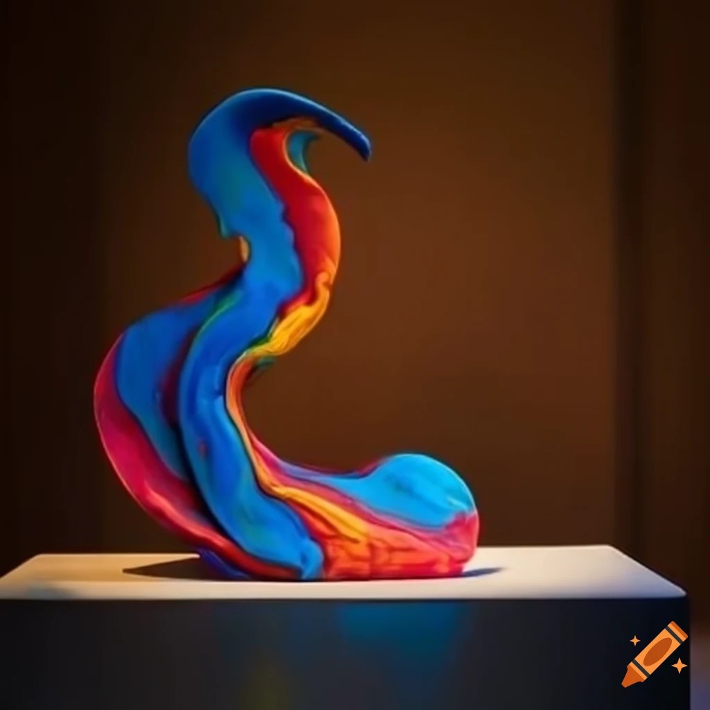 An abstract sculpture made of wet paint on Craiyon