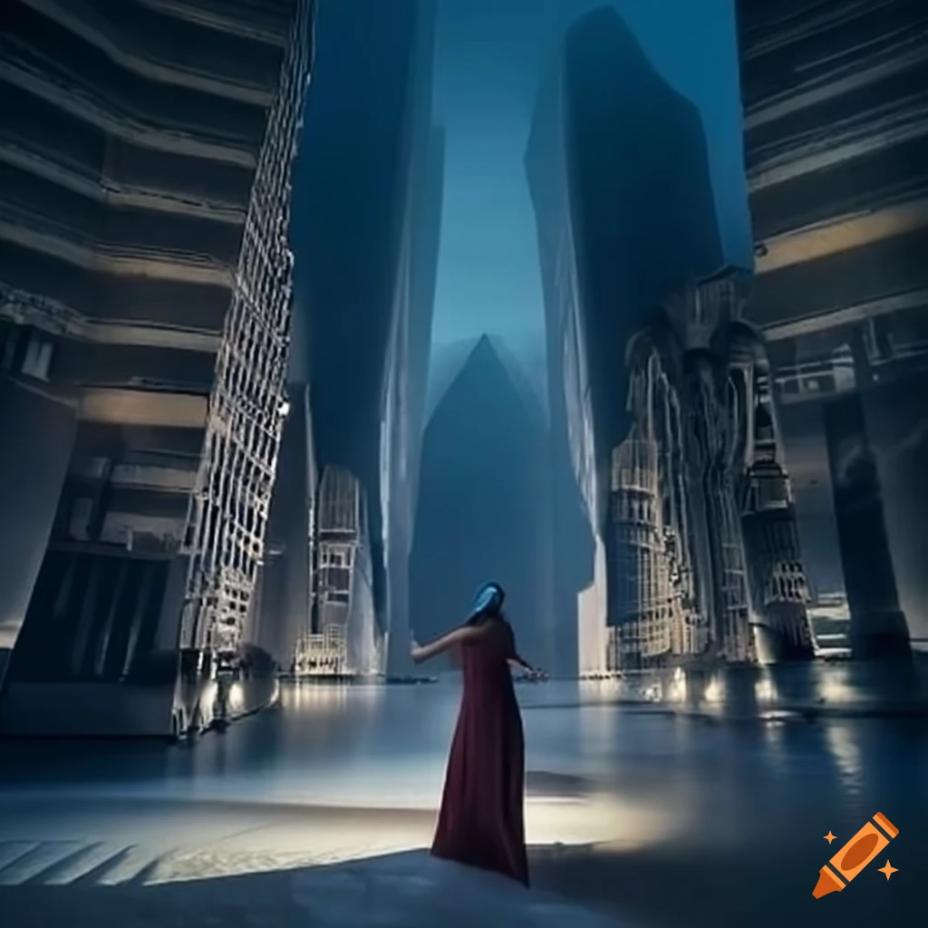Futuristic depiction of ancient egypt with massive skyscraper buildings ...