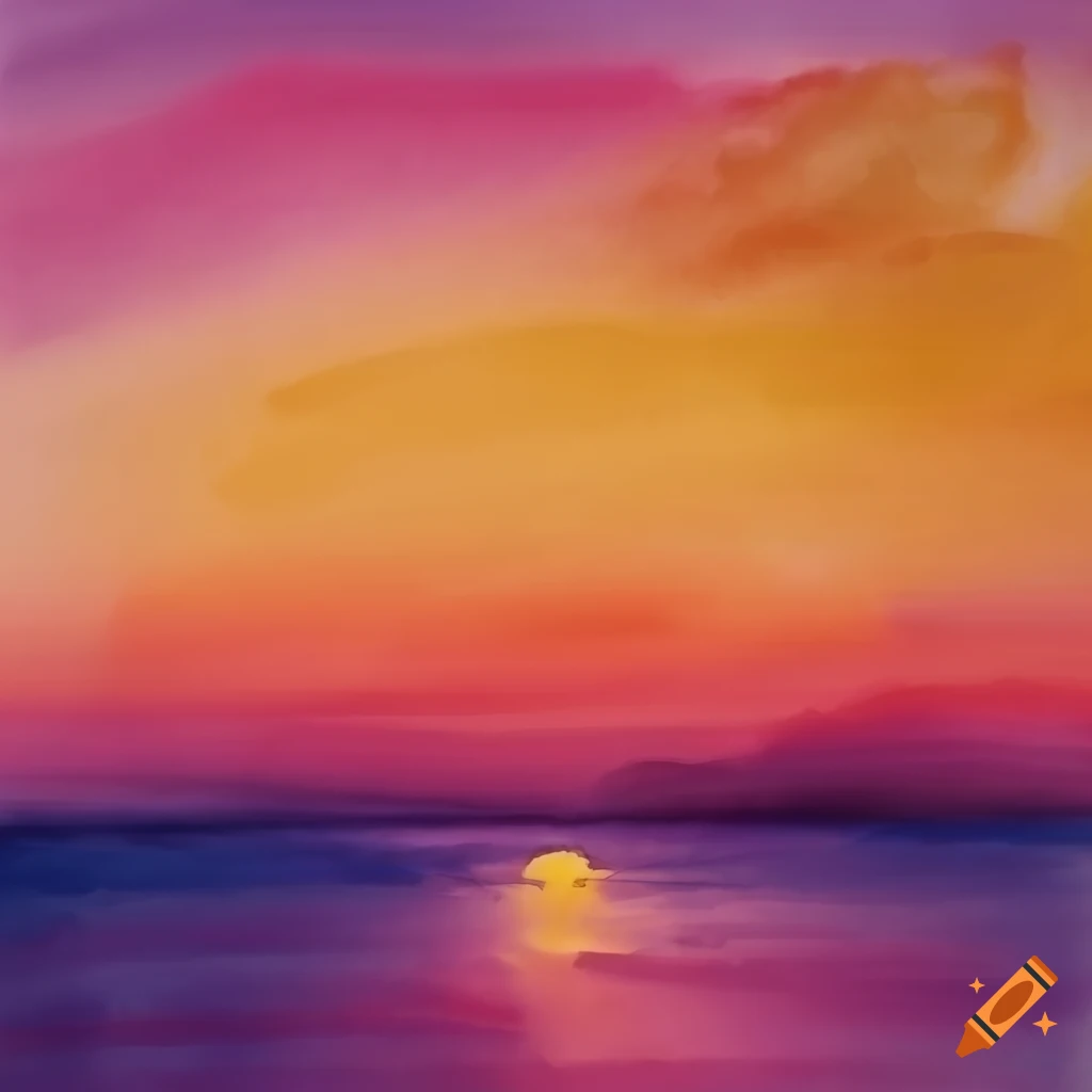 Watercolour, calm heaven gradient, sunset on Craiyon