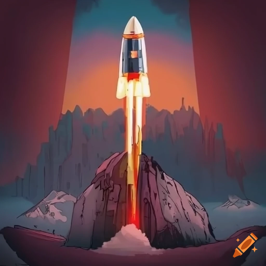 Create an extremely detailed surreal moon rocket in comic style