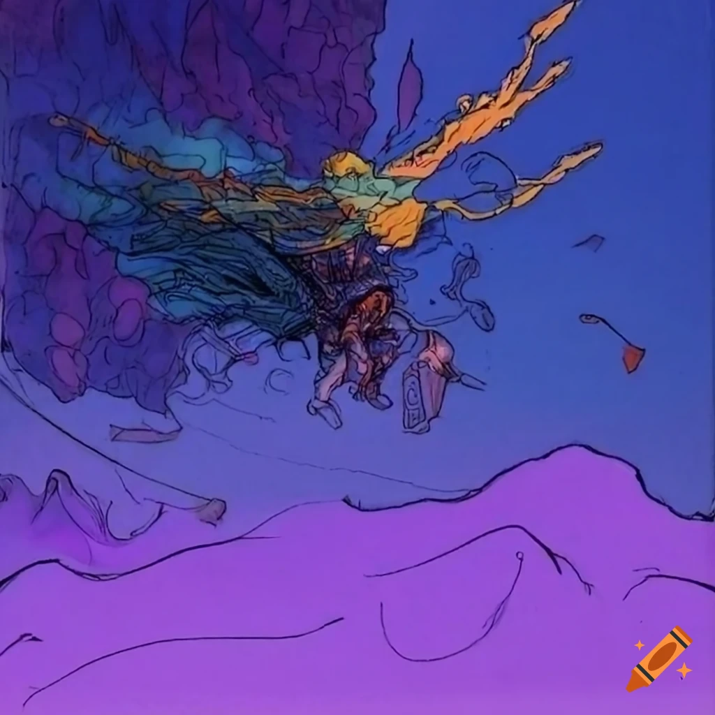 Moebius drawing a sky rider