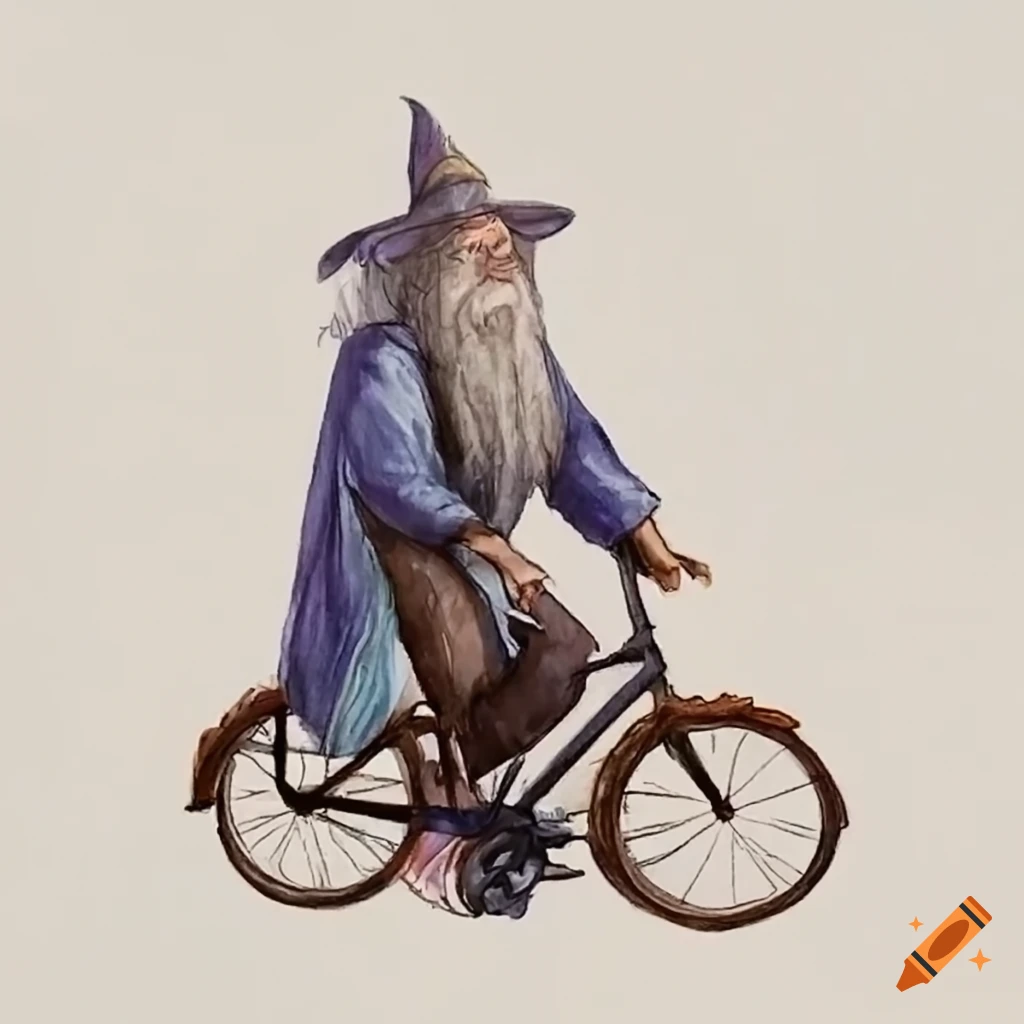 Wizard with a bicycle on Craiyon
