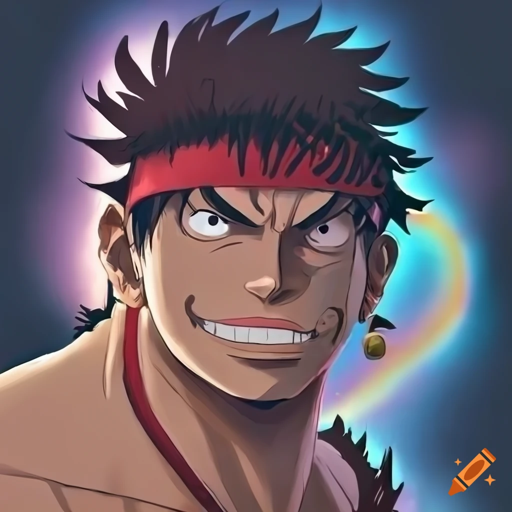Digital art: ryu with luffy's eyes and luffy's smile