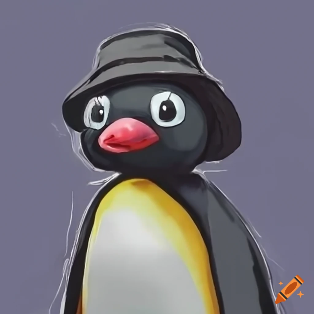 Pingu wearing a bucket hat
