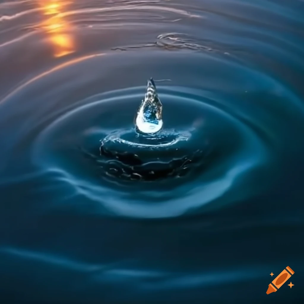 A drop of water falling into the ocean on Craiyon