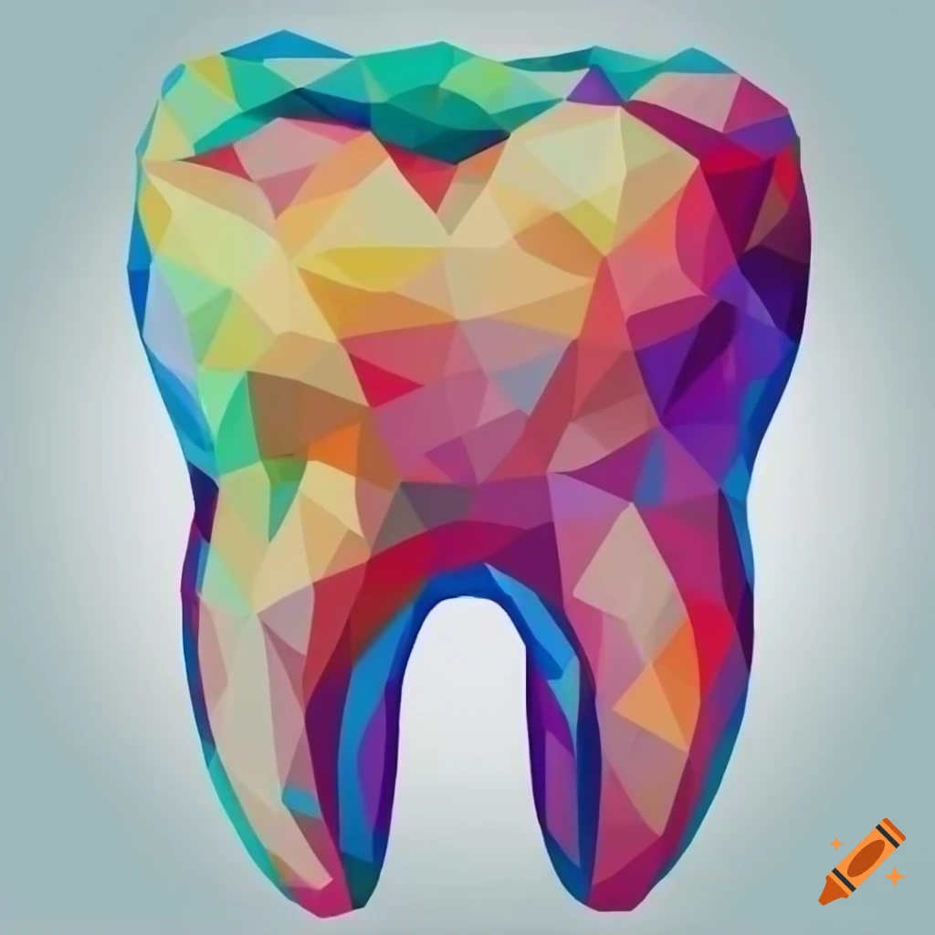Tooth with 2d polygonal geometric design