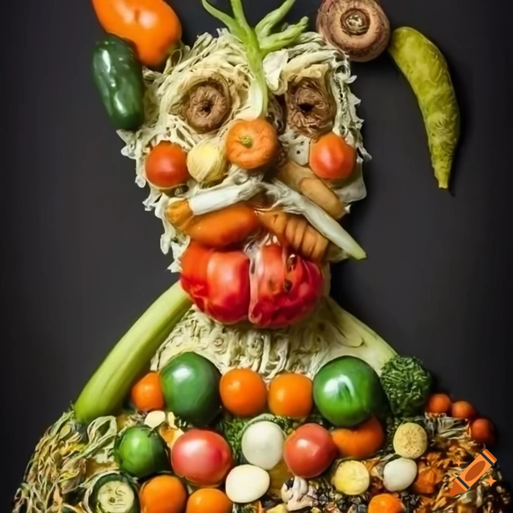 A portrait made of vegetables in the style of arcimboldo giuseppe on ...