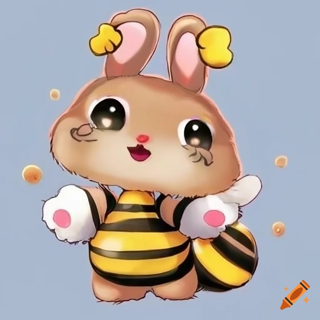 Mini cute fluffy furry anime bee bunny