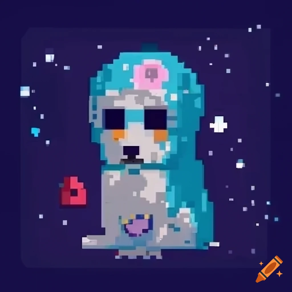 Dog in space,pixel,cute