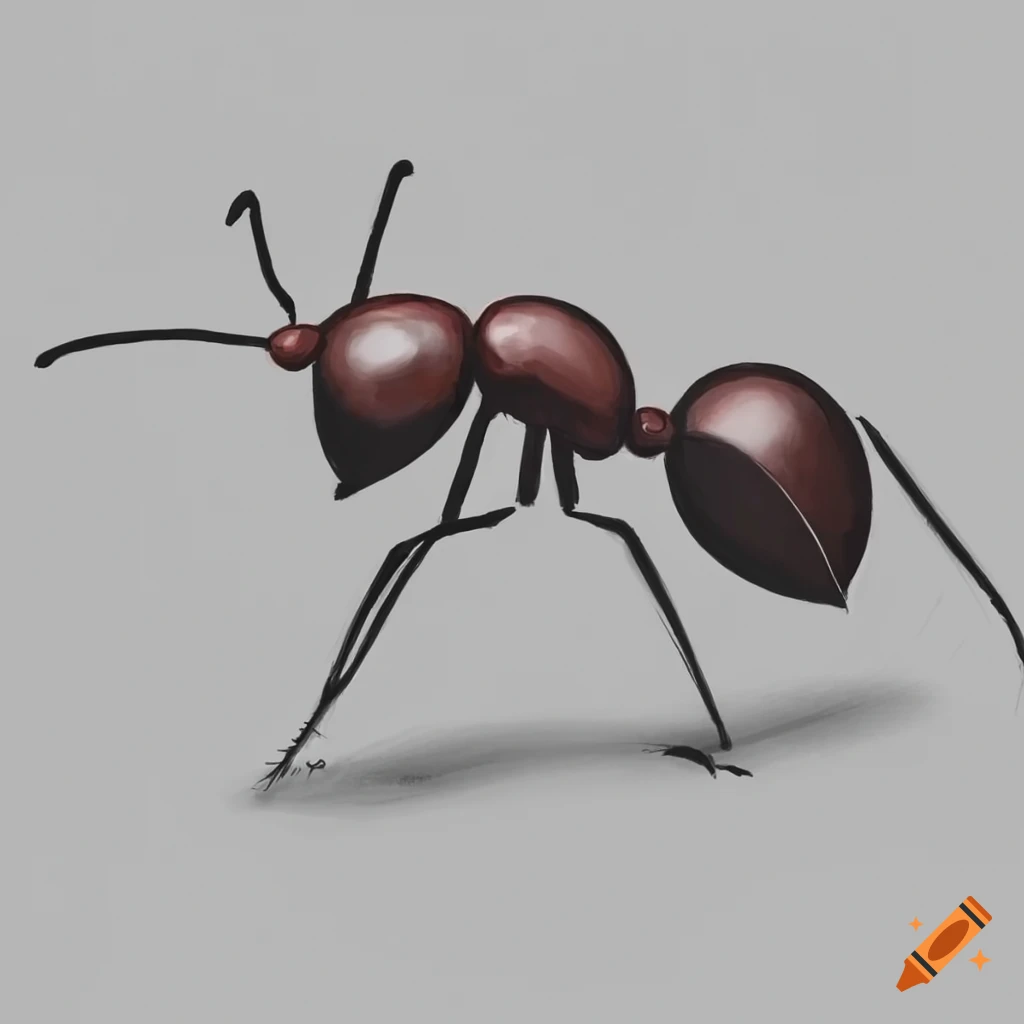 Simple sketch of ant in pencil