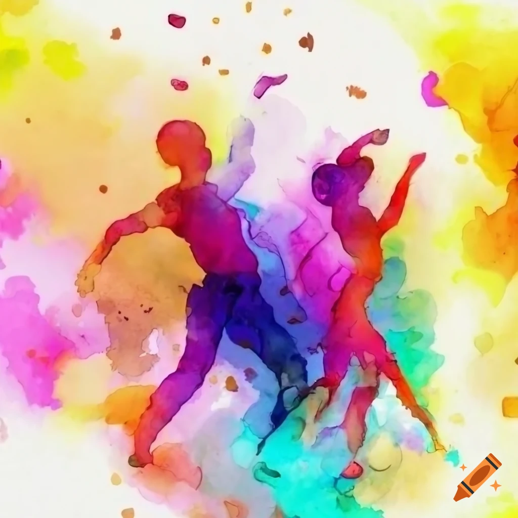 Gallery of dancing crowd silhouettes in white watercolour. dancers ...