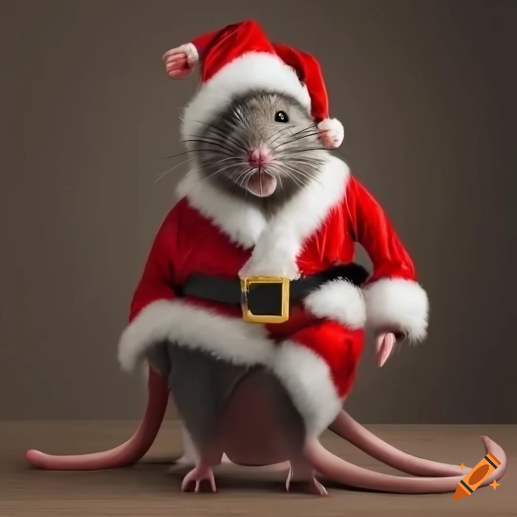 Hyper realistic photograph of a mouse wearing a santa costume, 4k ...