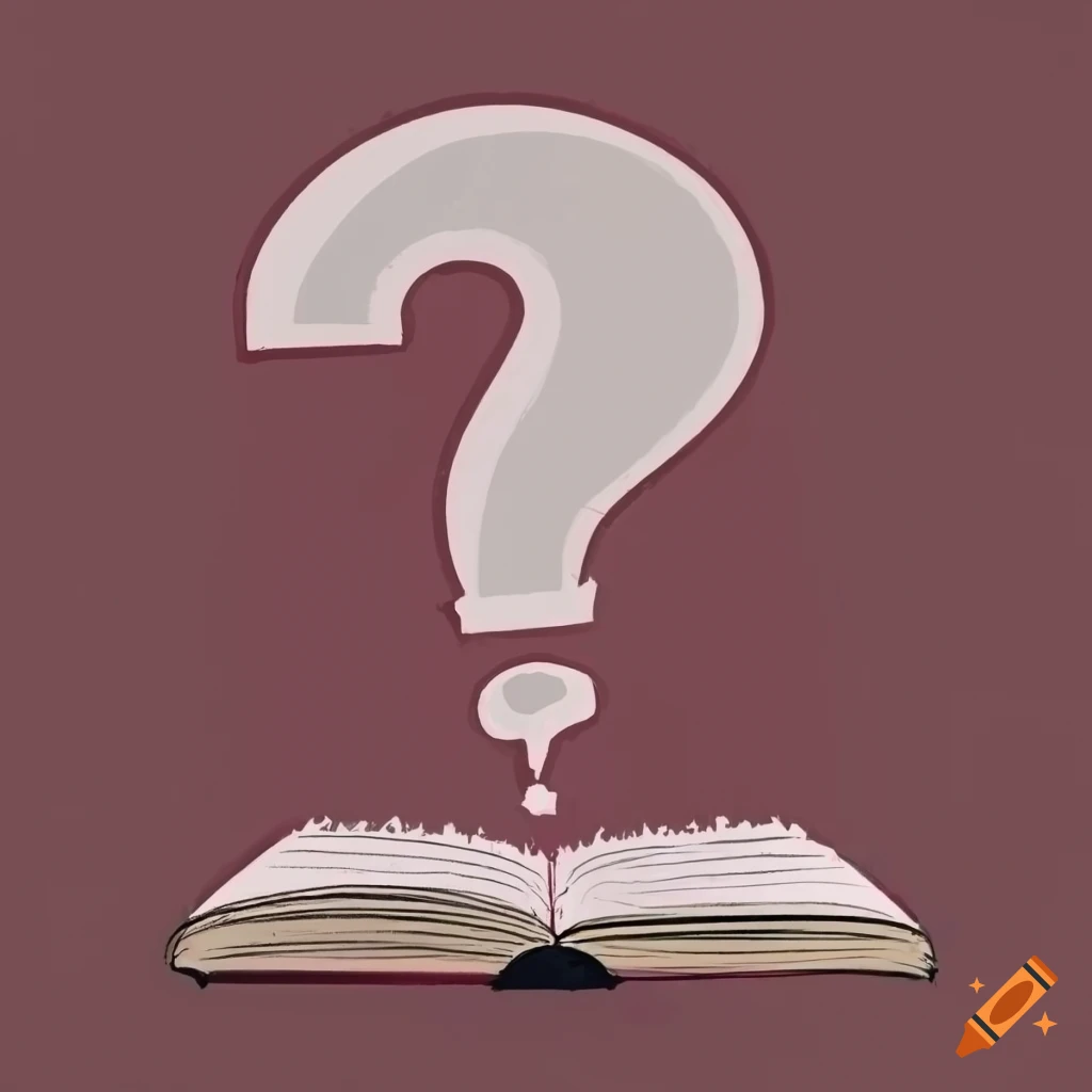 A very simple drawing with an empty book and a question mark on Craiyon
