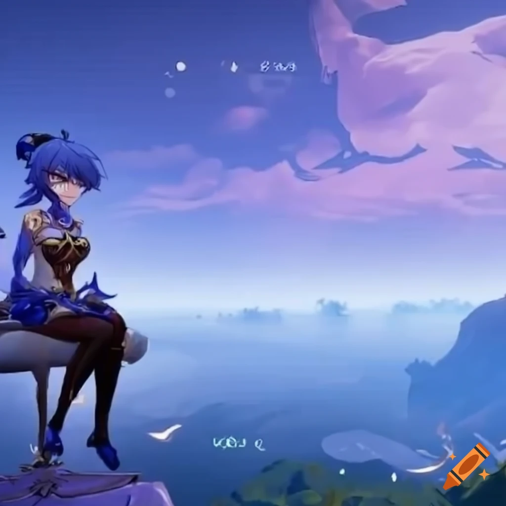 The character from the game genshin impact Ganyu sits on a horse kaithe ...