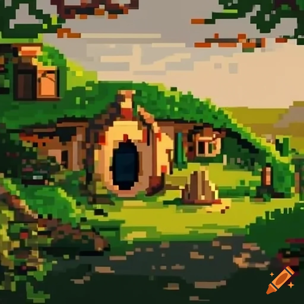 Pixel hobbiton on Craiyon