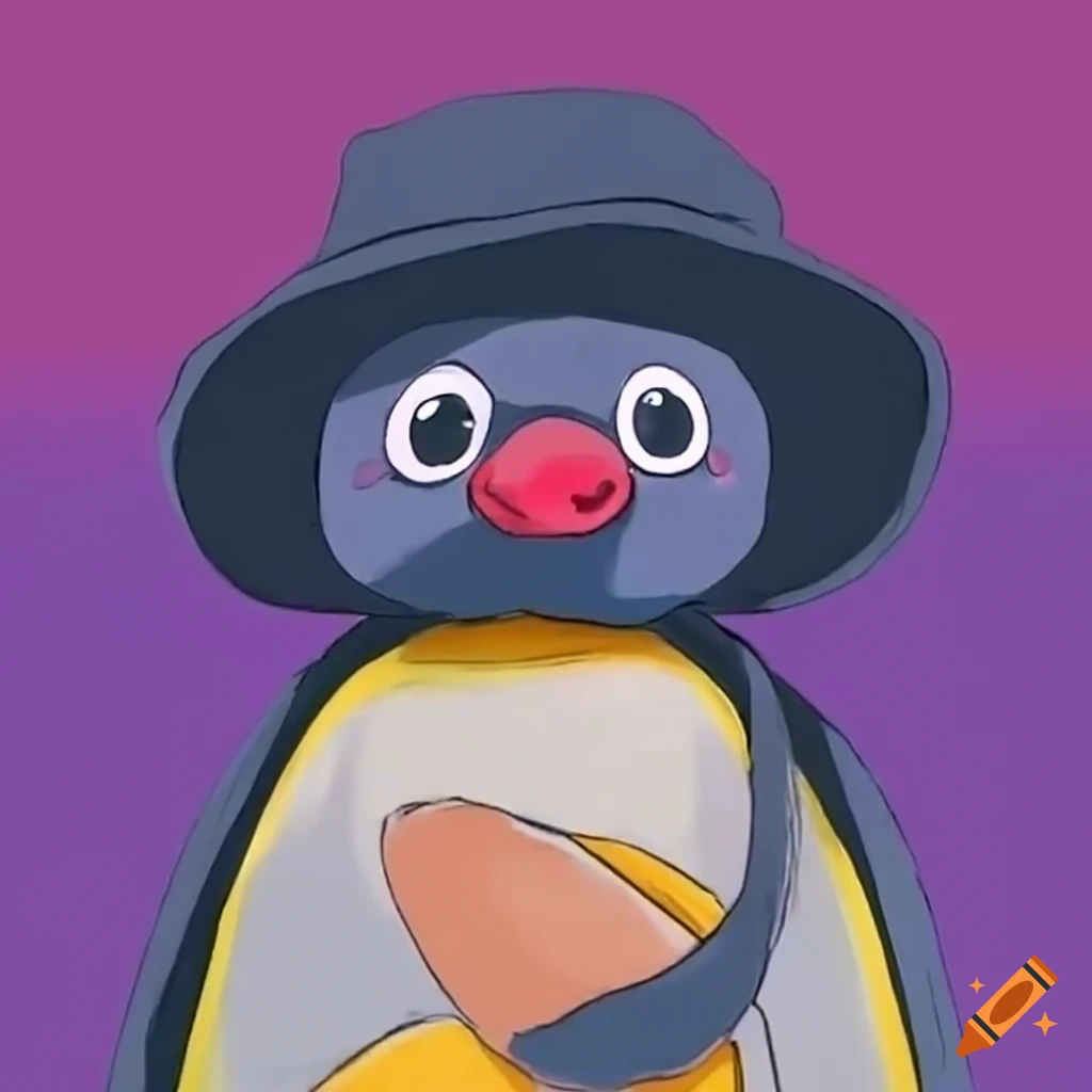 Pingu wearing a bucket hat