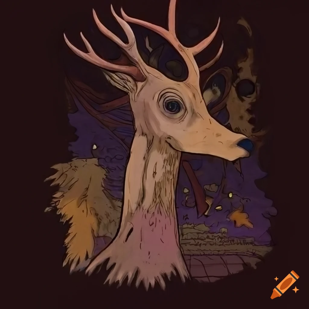 Alien deer in the style of moebius on Craiyon