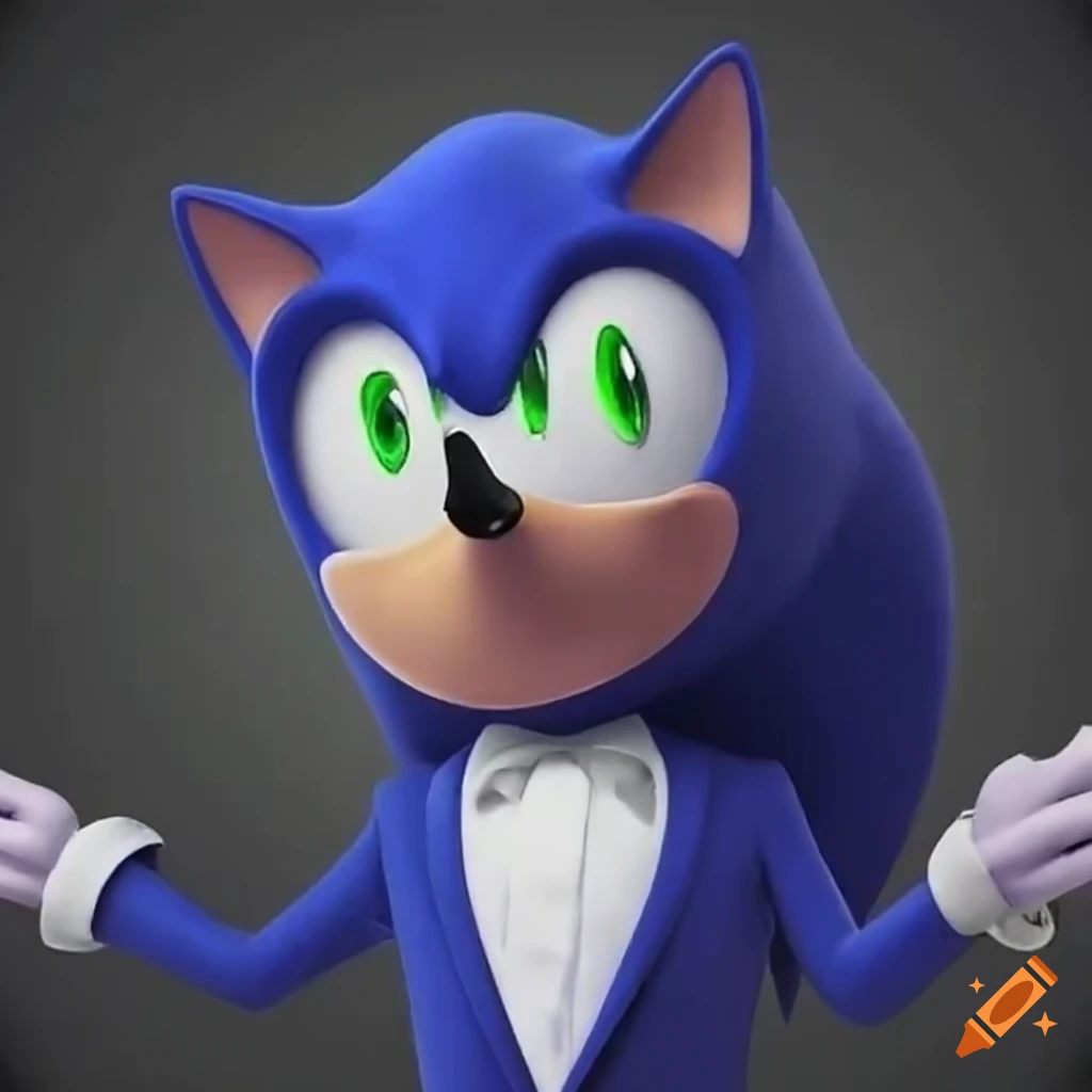 Sonic in a formal suit on a tuxedo on a celebrity event