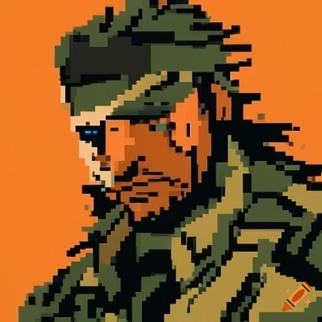 Tiger stripe orange metal gear solid pixel art