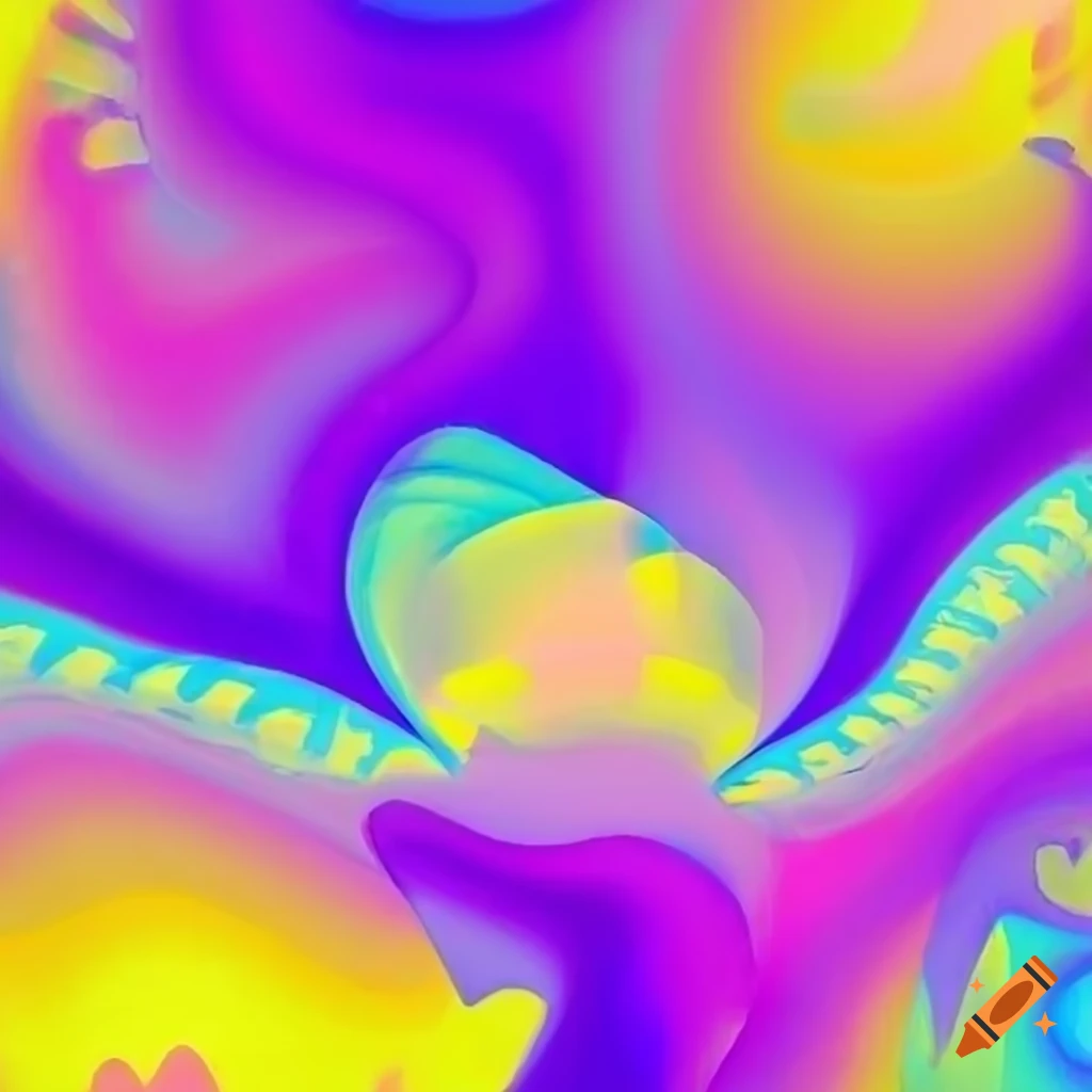 Psychedelic pastel pink yellow blue purple green abstract