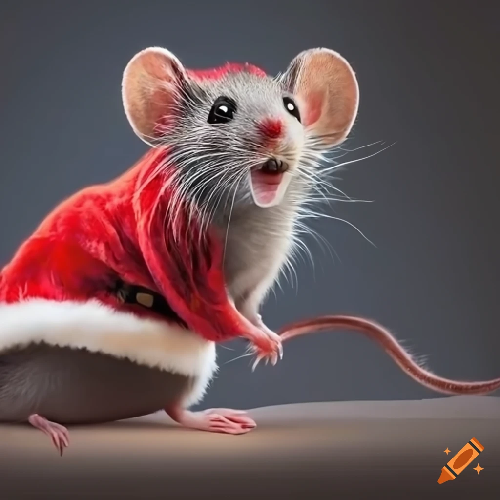 Hyper realistic photograph of a mouse wearing a santa costume, 4k ...