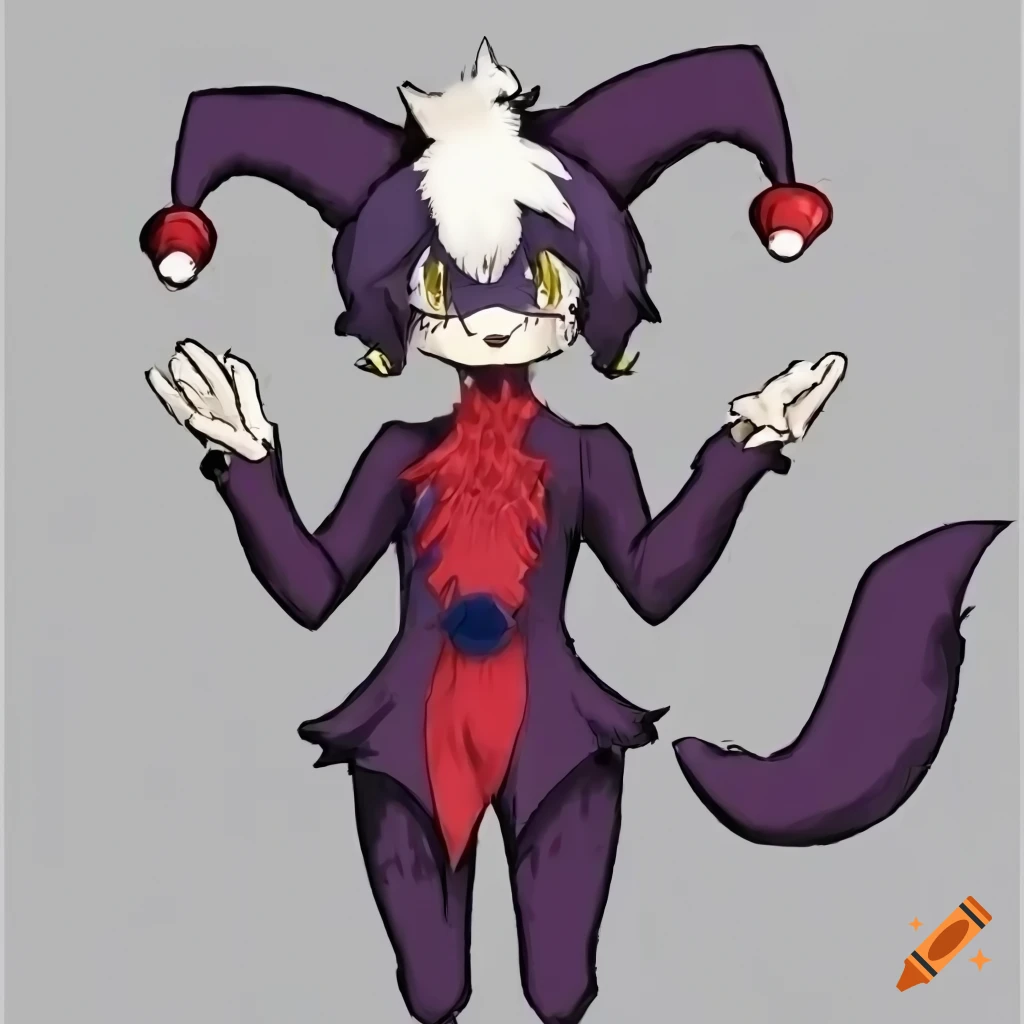 Kemono style wolf in jester outfit on Craiyon