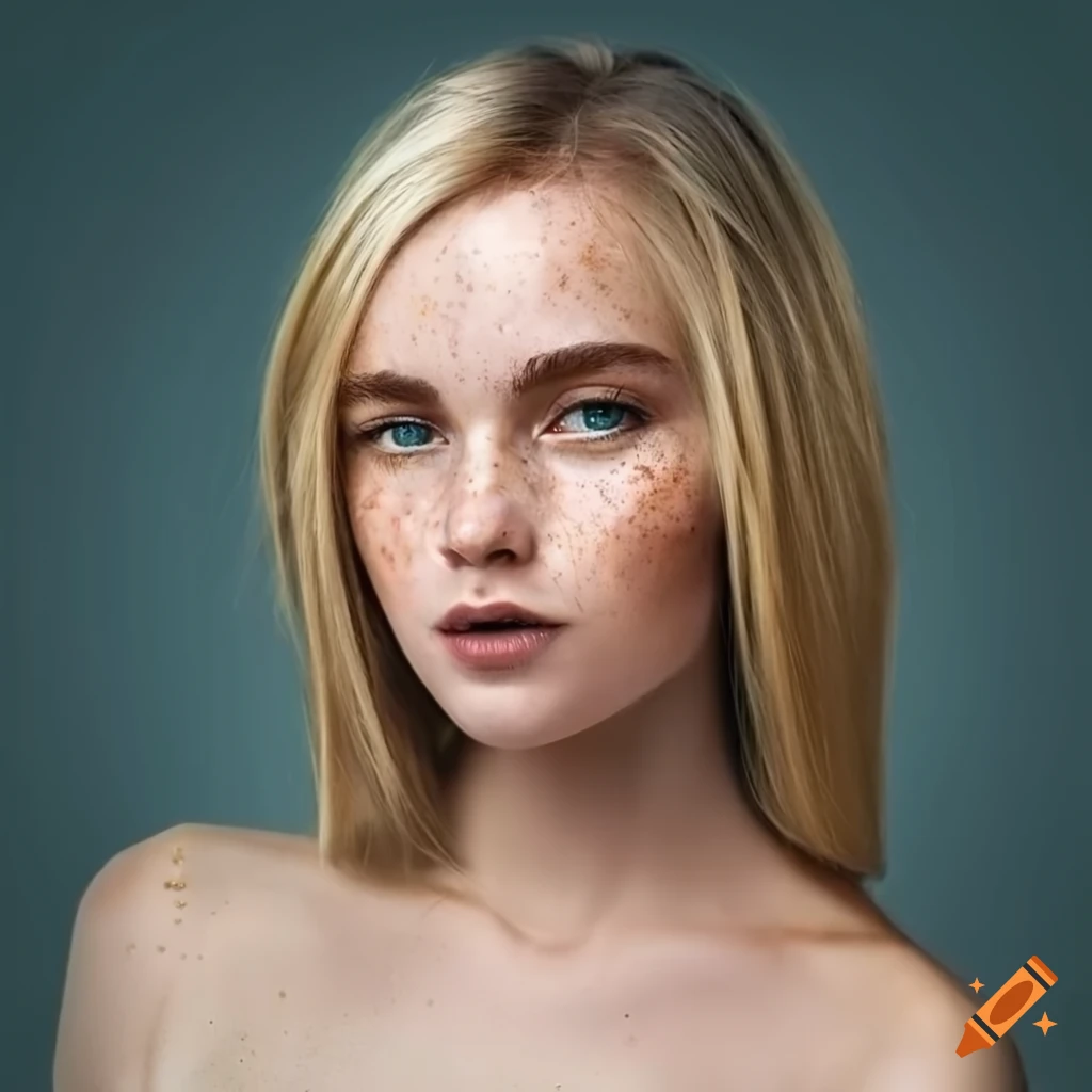 Beautiful young woman shoulder-length blonde hair slight freckles