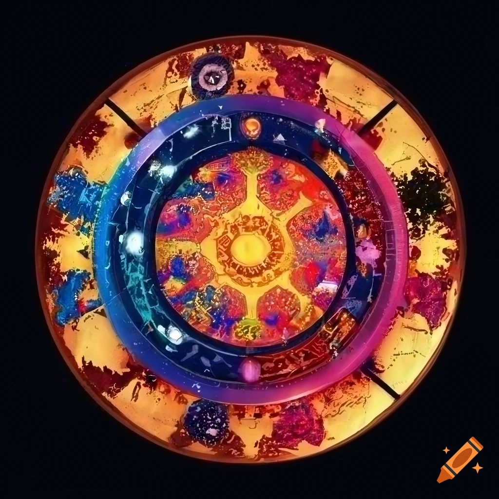 High quality illustration of a map of a fantasy cosmology