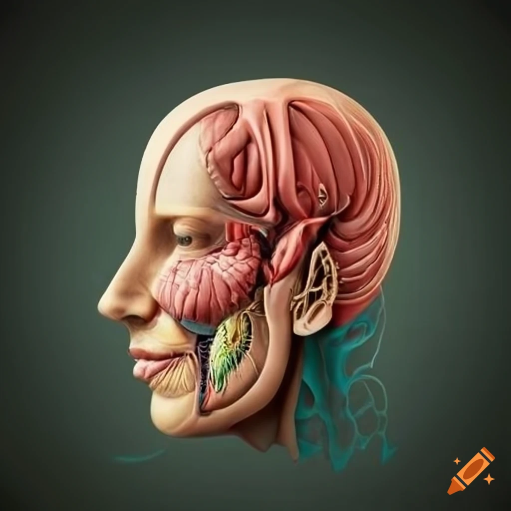 Haeckel. retro human anatomy head left side