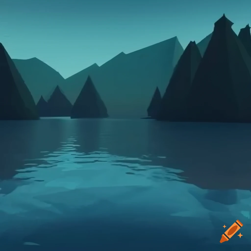 Low poly liminal space of a lake on Craiyon