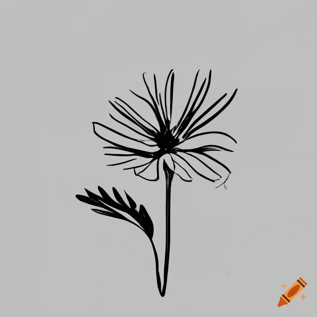 Hand drawn creative wildflower design, side profile, simple ...